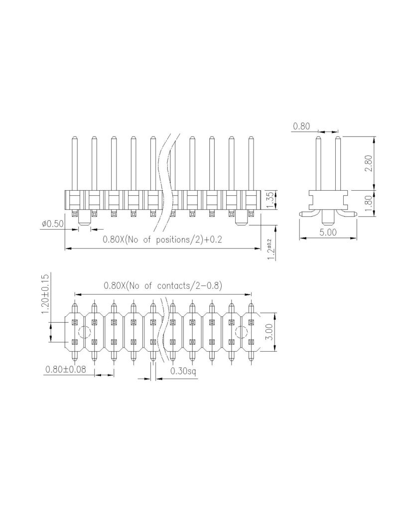 0.8mm Pitch Pin Header Surface Mount, Double Row (P9157-XXX2F-1 ...