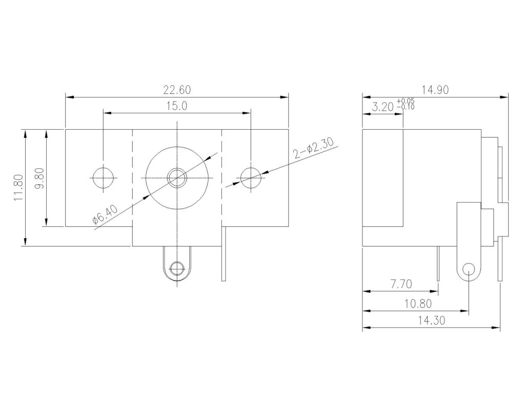 Ø2.0mm DC Power Jack with Flange, Right Angle (PDCJ02-01) – Protectron