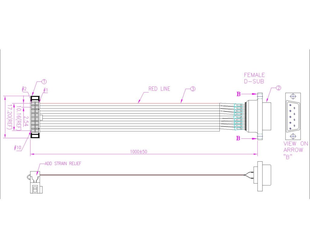 CABLE ASSEMBLY OF 2.54mm PITCH IDS 10PINTO 9PIN FEMALE D-SUB CONNECTOR ...