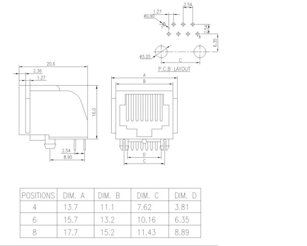 Modular Jack with Flange, Side Entry, Low Profile (PSY002L-XPXC-X ...