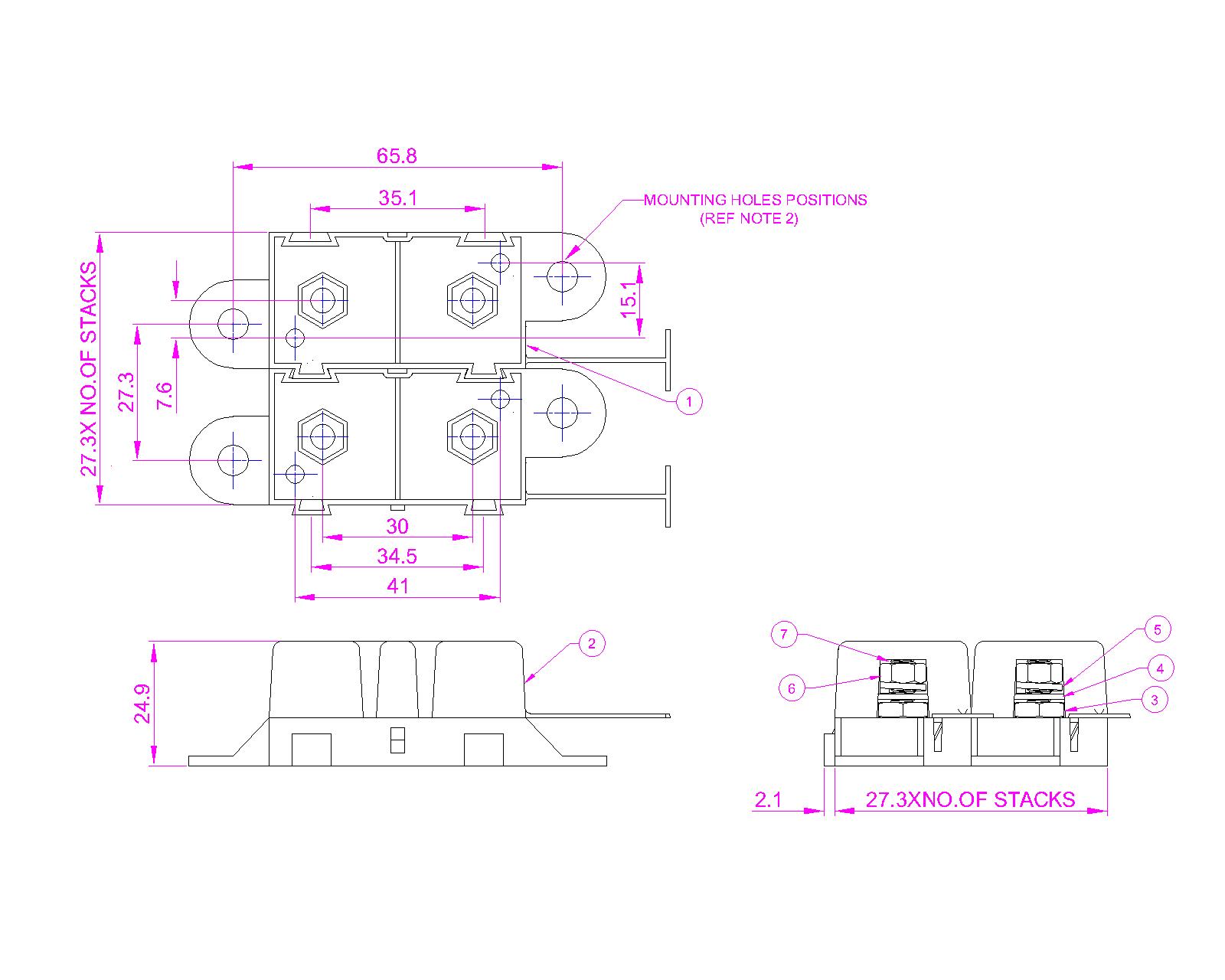 Midi Boltdown Fuse holder stackable type (P803B-03-XX ) – Protectron